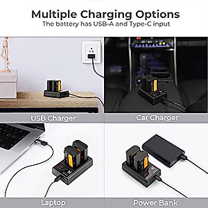 K&F Concept NP-FZ100 Battery and Dual Slot Charger Set for Sony A7iii, A7iv, A7C, ZV-E1, FX3, FX30, A9, A6600, Alpha 9, Alpha 9S, A9S, A7R3, A7R4 Camera Batteries, 2280mAH