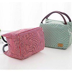 Lunch Tote Bag 4PCS Reusable Lunch Bag Portable Insulated Cooler Bag Thermal Lunch Organizer Bag for Work Picnic (Green+Red+Brown+Blue) Group02