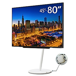 WALL A2 Large Type | Japanese Rolling Portable Free-Standing 45-80 Inch Universal Big Screen TV Stand with Concealed Caster Wheels | Satin White