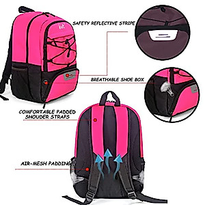 WOLT | Youth Soccer Bag - Soccer Backpack & Bags for Basketball, Volleyball & Football Sports, Includes Separate Cleat Shoe and Ball Compartment, for Girls & Women (Pink)