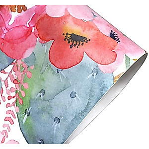 Noihlja Peel and Stick Wallpaper Removable Floral Cactus Pink Navy Flower Vinyl Self Adhesive Prepasted Decorative for Girls Women Bedroom Cabinets Desk Countertops 17.7in x 9.8ft