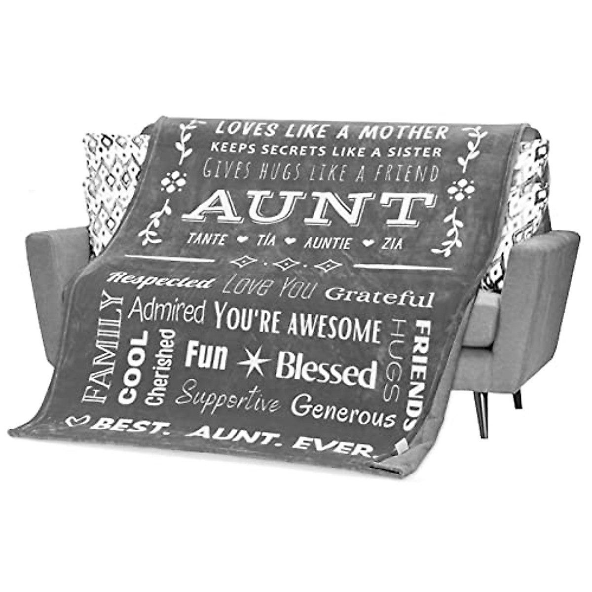 FILO ESTILO Mom and Aunt Fleece Package - Two Quality 320gsm Fleece Blankets for Mom and Aunt, Both in Color Grey
