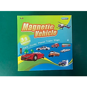 SpriteGru 33 PCS Vehicle Foam Magnets for Toddlers Kids, Perfect for Preschool Learning (Land Air Ocean All Included)