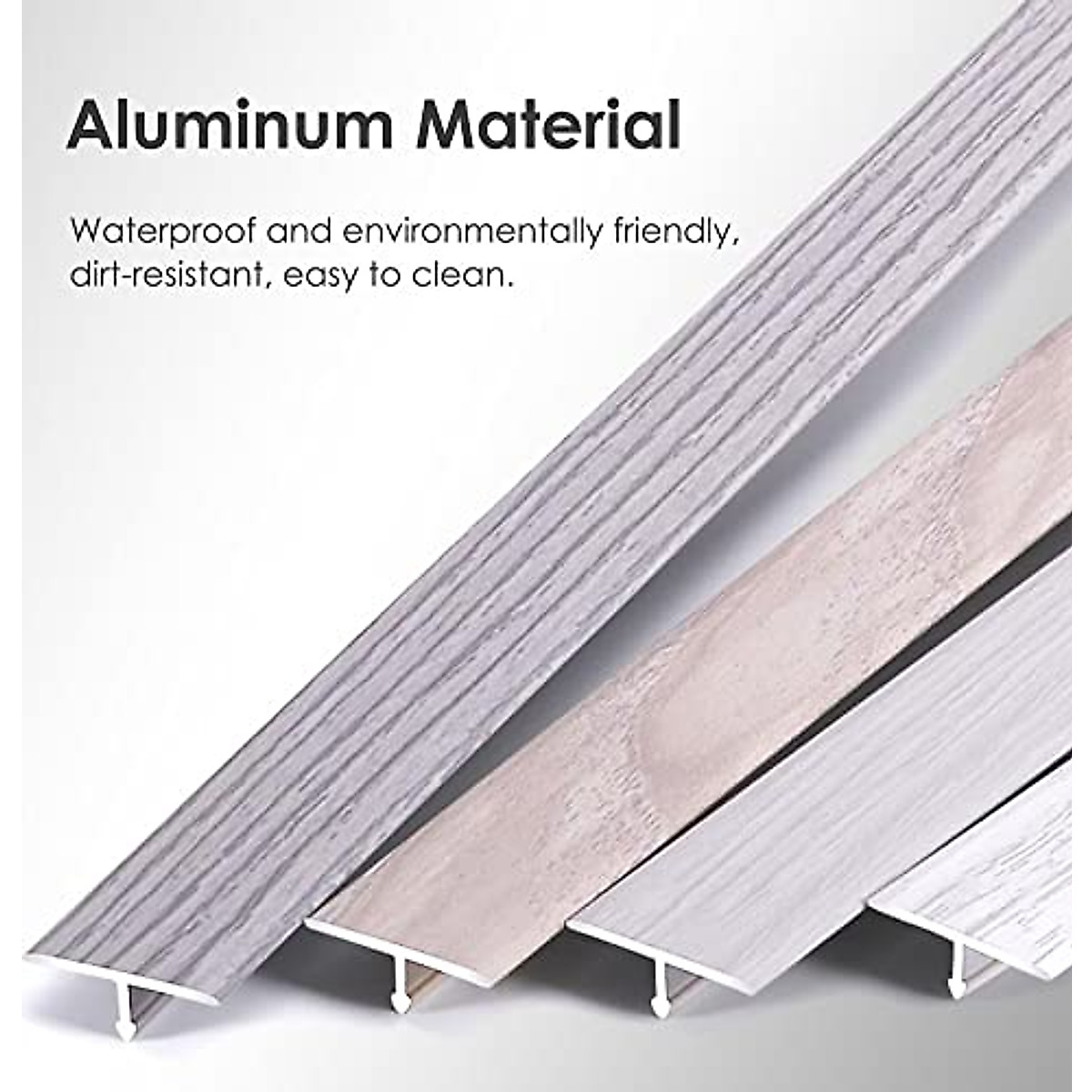 SRNSAEB T-Mold Floor Transition Strip Wood Grain, Aluminum Threshold Edging Trim, Large Gaps Cap, Wood to Tile, 90cm Long (Color : Style3)