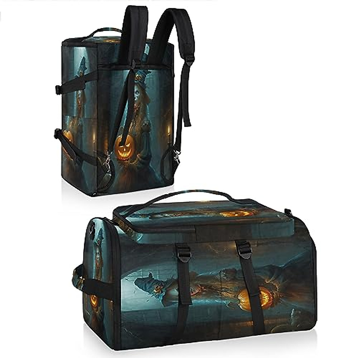 Halloween Witch Watercolor Painting（01） Gym Duffle Bag for Traveling Sports Tote Gym Bag with Shoes Compartment Water-resistant Workout Bag Weekender Bag Backpack for Men Women