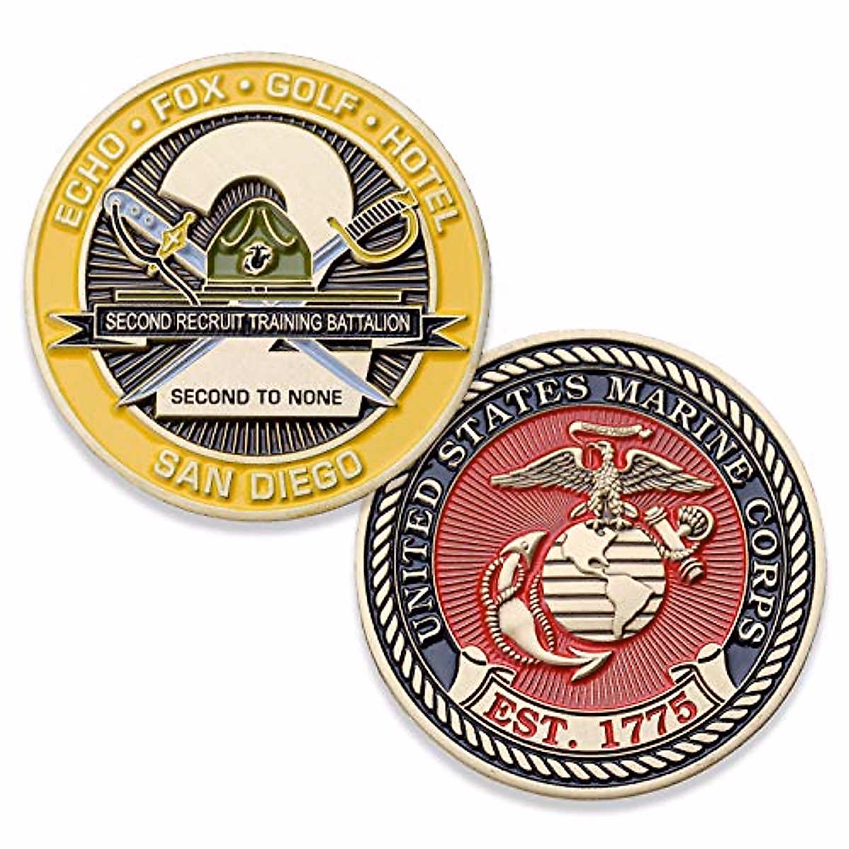 USMC Second Recruit Training Battalion San Diego Challenge Coin - 2nd BN San Diego - Marine Corps Training Military Coins - Designed by Marines for Marines - Officially License
