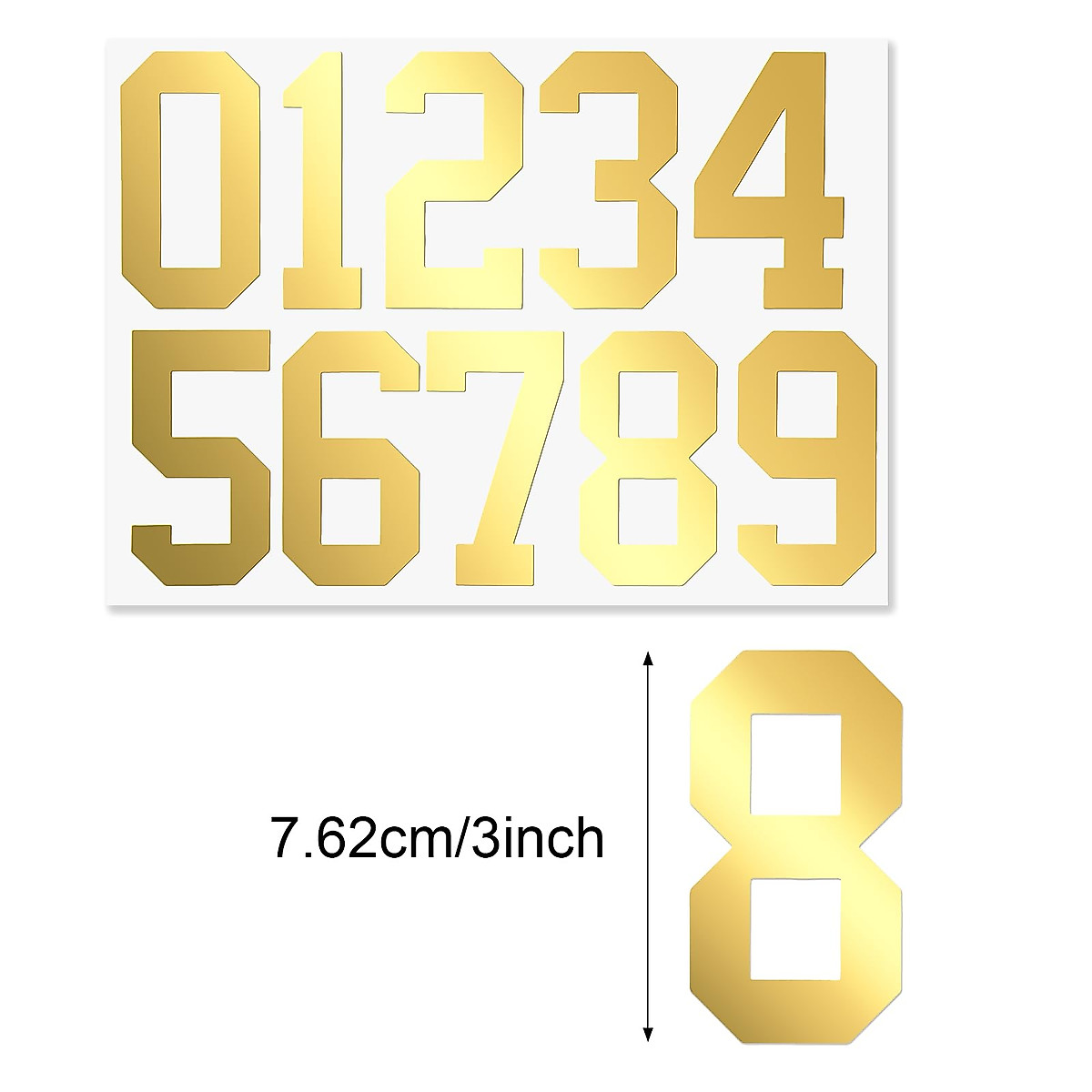 TaoBary 8 Sheets Mailbox Numbers Stickers Waterproof Vinyl Number Stickers Anti Fading Sticker Numbers Self Adhesive Number Decals Pre Spaced Number Signs for Car Home Residence(3 Inch,Gold)