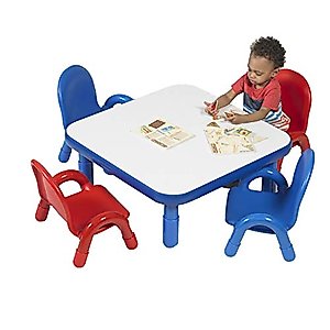 Angeles Blue-Red BaseLine Table & Chair Set-Royal, 30" Square x 12" H