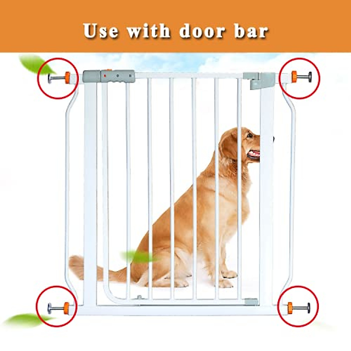 Pressure Baby Gates Threaded Spindle Rods, Walk Thru Gates Accessory Screw Bolts M10 x 80MM for Baby and Child Safety gate Stairway Barrier Pet Dog Isolation Fence 4 Pcs (Orange)