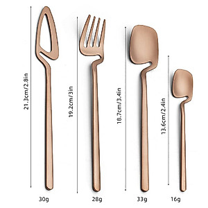 Gold Silverware Set for 8, Unique Modern Stainless Steel Cutlery Flatware Set，40 Pieces Unique Kitchen Utensil Sets with Steak Knives, Tableware Set for Home Kitchen Restaurant Hotel (Color : 16 Pi