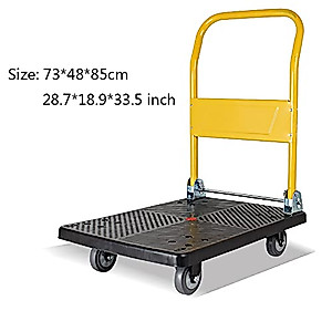 Generic Platform Hand Truck Folding Platform Truck Plastic Panel and Metal Handle Moving Push Cart for Warehouse Basements Flatbed Trolley Easy Transport Foldable (Size : 73-Mute)