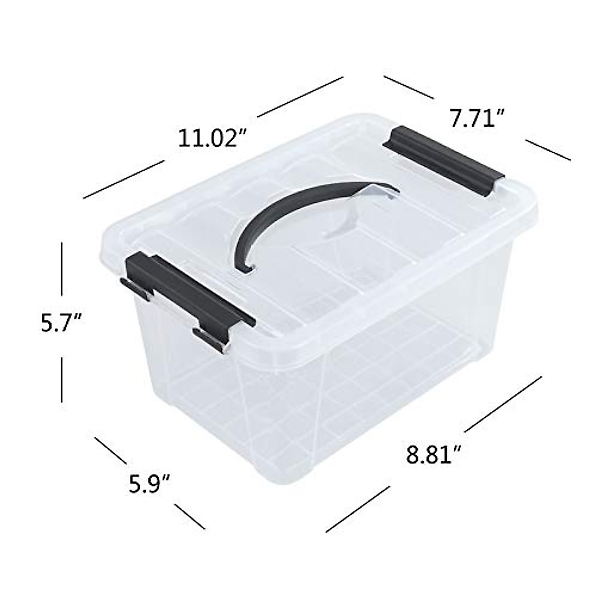 CadineUS Clear Storage Boxes, Latching Storage Bins with Lids Set of 6