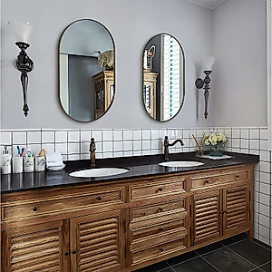 ANDY STAR Bronze Bathroom Mirror, 24x36 Oval Mirrors for Bathroom, Bronze Oval Mirror in Metal Frame Deep 1’’ Wall Mounted Vertical/Horizontal