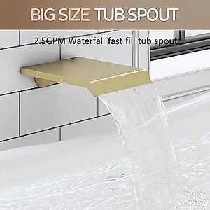 HomGoo Shower System with Tub Spout, Shower Faucet Set with 10-Inch Rain Shower Head, Handheld Shower head and Shower Faucet Trim valve, Wall Mounted Bathroom Shower Combo Set,Gold