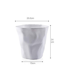 WUZHONGDIAN Trash Can, Uncovered Round Trash Can, Large Capacity Trash Can, Wrinkled Trash Can - Toilet, Kitchen, Home Office, Dormitory, Children's Room / 10L Garbage Storage bin (Color : White)