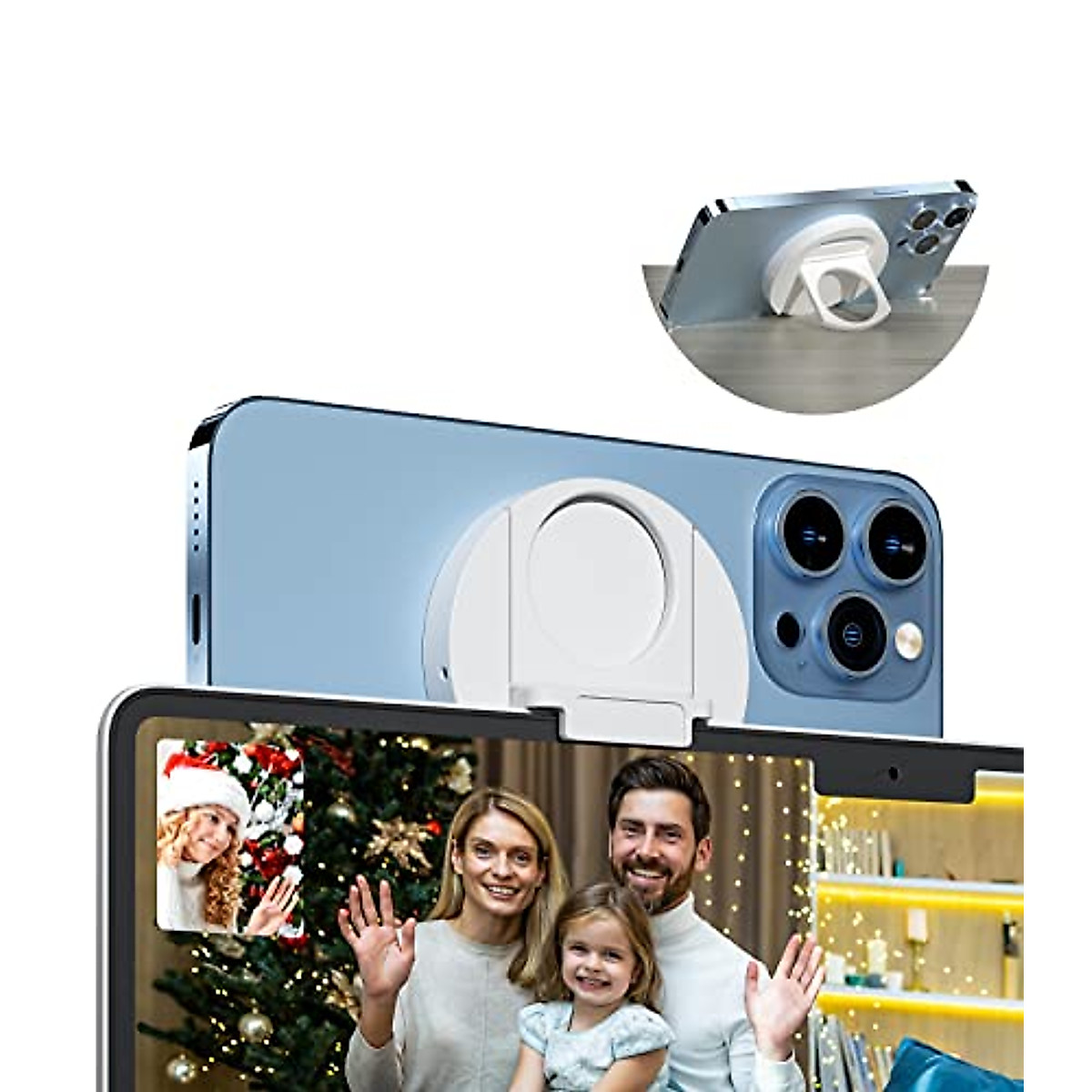 Continuity Camera Mount, Magnetic Phone Grip Ring Holder, Upgraded Phone Webcam Mount for Mac Notebooks OS Ventura Compatible with iOS 16 iPhone 12 13 14 Series