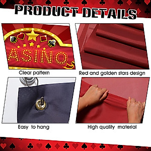 Peryiter 4 Pcs Casino Night Party Entryway Decorations Casino Hanging Banner Poker Welcome Porch Sign Red Carpet for Las Vegas Game Casino Themed Birthday Party Supplies Photo Background