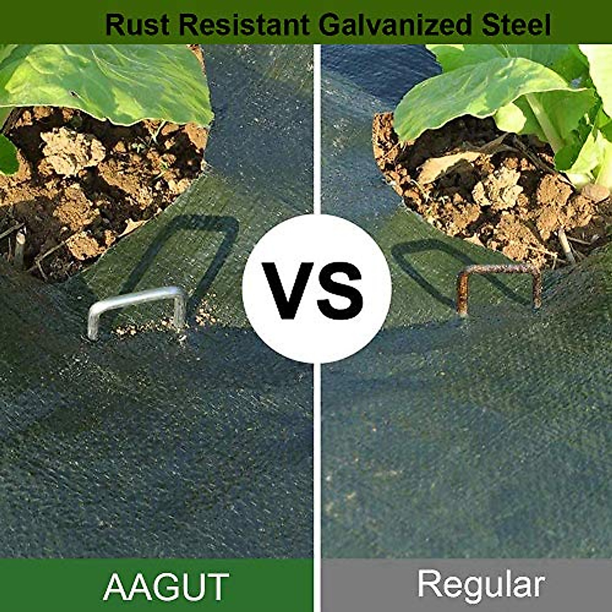 AAGUT 12 Inch 8 Gauge Galvanized Garden Landscape Staples Fence Stakes 20 PCS Anti-Rust Landscape Pins for Secure Lawn Fabric, Weed Barrier Fabric, Ground Cover, Dripper Irrigation Tubing Soaker Hose