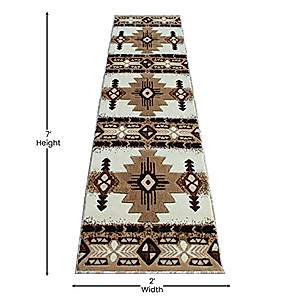Concord Global Trading South West Native American Runner Rug Design C318 Ivory (2 Feet X 7 Feet)