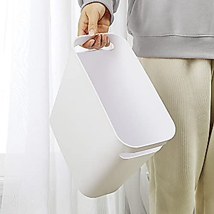 Vtopmart 4 Pack Plastic Small Trash Can, 1.5 Gallon/5.7 L Office Trash Can, White Trash Bin with Built-in Handle, Slim Waste Basket for Bathroom, Bedroom, Home Office, Living Room, Kitchen