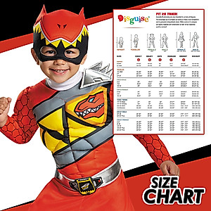 Red Power Rangers Costume for Toddlers. Official Licensed Red Ranger Dino Charge Classic Muscle Power Ranger Suit with Mask for Boys & Girls, Large (4-6)