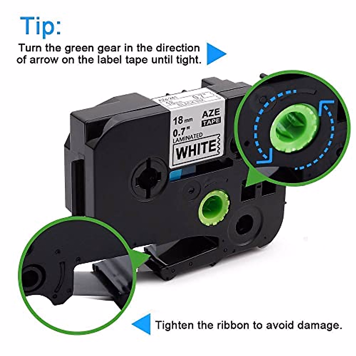 Compatible Label Tape Replacement for Brother Ptouch 18mm Label Tapes TZe-241 Bundle with Replacement 12mm Label Tapes TZe-231, Black on White (Total 8-Pack)