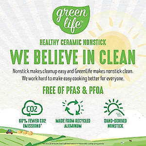 GreenLife Soft Grip Healthy Ceramic Nonstick 12" Frying Pan Skillet, PFAS-Free, Dishwasher Safe, Turquoise