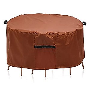 Round Patio Furniture Covers, 74" Dia Outdoor Furniture Covers, Waterproof Outdoor Table Cover, Fire Pit Cover Outdoor Round Table Dining Set Cover Anti-Fading Cover for Outdoor Furniture Set