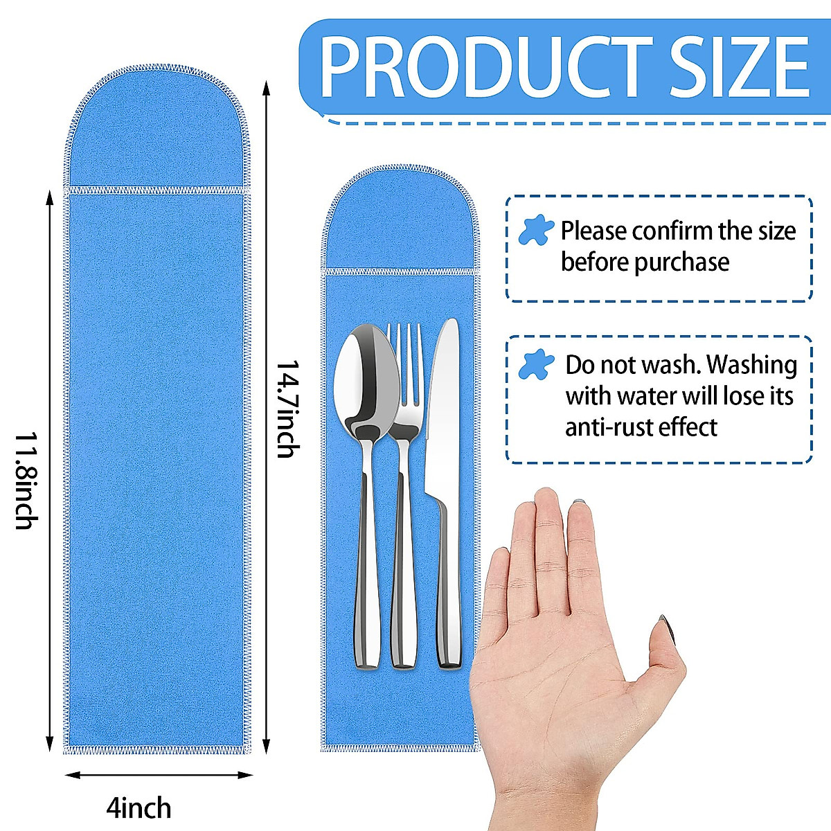 Silver Storage Bags Flatware Storage Blue Silver Flatware Storage Silverware Box Storage for Silver Tarnish Proof Silverware Cloth Storage Flatware Bags for Teaspoon Utensils Flatware (12 Pieces)