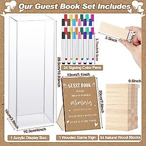 Beeveer 80 Pcs Wedding Guest Book Alternative Wooden Block Guest Book for Wedding Sign in Wedding Book Wooden Block Wedding Games Bridal Shower Game for Wedding Sign in, Reception(Boho)