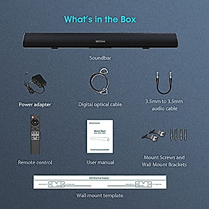 BESTISAN 100 Watt 40 Inch TV Sound Bar, Home Theater System Wired and Wireless Soundbar Speaker(Bluetooth 5.0, 105dB, Dsp Audio, Bass Adjustable, Wall Mountable)