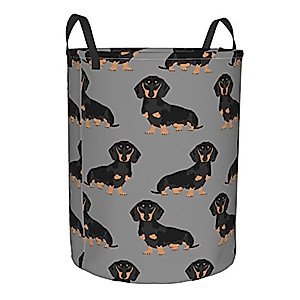 Dachshund Weiner Pet Dogs Printed Laundry Baskets, Round Storage Bins, Organizers, Storage Baskets For Toys And Clothes