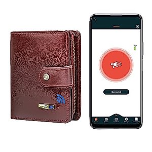 Anti-Lost Bluetooth Wallets Tracker Wallet Position Record Via Phone GPS Mens Wallets Bifold Leather