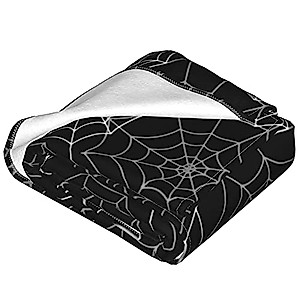 Annalice Spider Cobweb Spiderweb Halloween Goth Pattern Flannel Fleece Blanket Ultra-Soft Fluffy Warm Throw Blanket for Couch Bed All Seasons Suitable for Women, Men 50*40inch