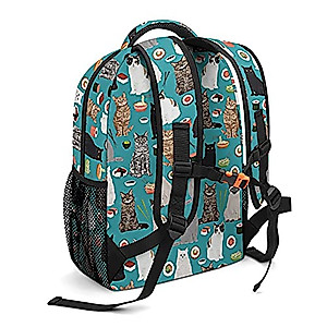 Cats Sushi Travel Backpack Casual Sports Bag Oxford cloth suitable For Study Shopping traveling camping