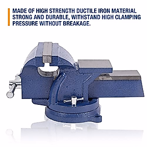 LFGUD 6" Bench Vise, 6" Jaw Width 6.5" Jaw Opening 360° Swivel Base Clamp Table Vise Heavy Duty Bench Vise for Woodworking, Cutting Conduit, Drilling, Metalworking, Home Workshop Use and DIY Jobs