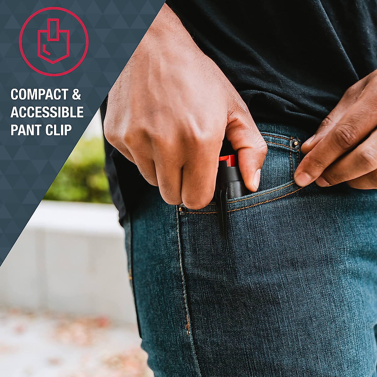 SABRE Pepper Gel with Attachment Clip, 35 Bursts (5X The Competition), 12-Foot (4-Meter) Range, Gel is Safer, UV Marking Dye, Twist Lock Safety