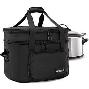 OUUTMEE Slow Cooker Travel Bag, 2 Layers Slow Cooker Carrier, Compatible with 6, 7, 8 Quart Crock-Pot, Insulated Travel Carrier with Easy to Clean Lining
