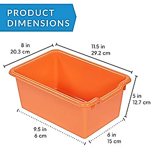 ECR4Kids Scoop-Front Storage Bins, Easy-to-Grip Design Storage Cubbies, Kid Friendly and Built to Last, Pairs with ECR4Kids Storage Units, 10-Pack, Orange