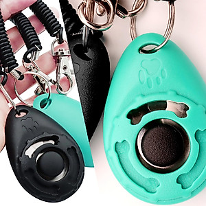 HoAoOo Pet Training Clicker with Wrist Strap - Dog Training Clickers (New Red + Bluegreen)