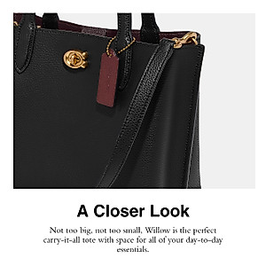 COACH Polished Pebble Leather Willow Tote 24 Black