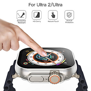 Misxi 2 Pack Hard PC Case Built in Tempered Glass Compatible with 49mm Apple Watch Ultra 2 (2024) / Ultra, Thin Protective Case with Screen Protector for iWatch, Cover with Button, Transparent