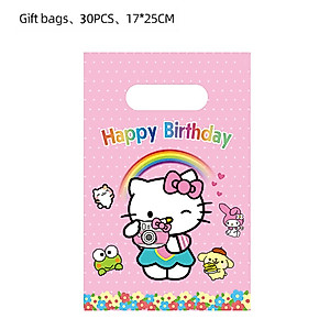 30pcs Hello Cat Kitty Birthday Party Gift Bags Candy Bags Goody Bags Hello Cat Kitty Birthday Party Supplies Decorations