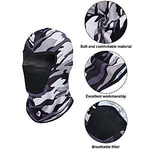 6 Pcs Winter Ski Mask Balaclava Full Face Mask Summer UV Sun Protection Face Cover Dust Windproof Breathable Shiesty Mask(Large,Dark Camouflage Colors)