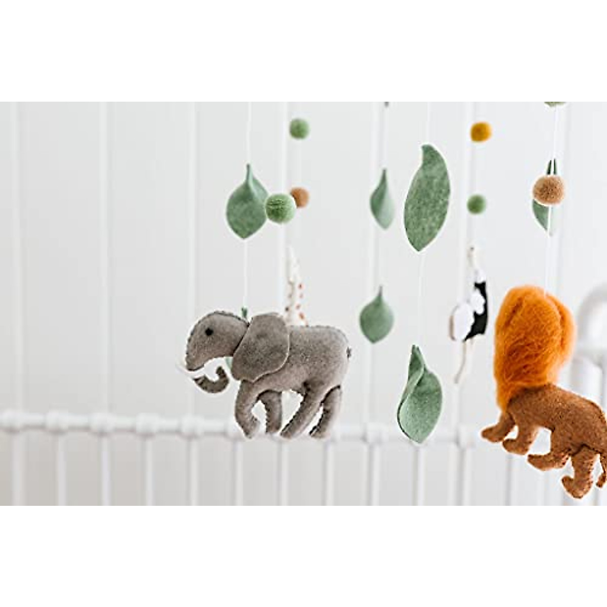 Sorrel + Fern Baby Crib Mobile - Safari Adventure (Elephant, Lion & Giraffe) - Nursery Decoration Ceiling Mobile and Baby Shower for Boys - for Boys & Girls