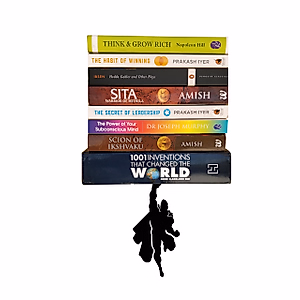 HeavenlyKraft Wall Mounted Metal Bookshelf Floating Bookshelf Supported by Superheros Invisible Bookshelf Metal Shelf Superhero Decoration Shelf Childrens Room Décor Model No. HK_249