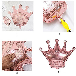 KUNGOON 75th Birthday Balloon,Rose Gold Number 75 Mylar Balloon,Funny 75th Birthday/Wedding Anniversary Crown Aluminum Foil Balloon Decoration for Women/Men.