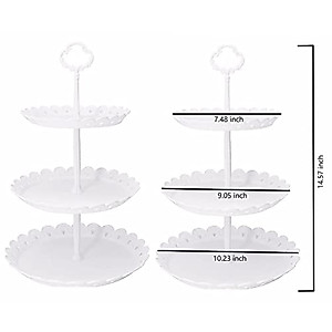 Cupcake Stand/Holder Plastic Dessert Stand White Cake Stand 3 Tiered Serving Stand Display Stand Reusable Pastry Platter for Wedding Birthday Baby Shower Tea Party Decorations