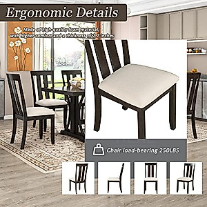 LZ LEISURE ZONE Dining Table Set, 9-Piece Retro Style Dining Room Sets, 78" Wood Rectangular Table and 8 Dining Chairs for Dining Room, Espresso