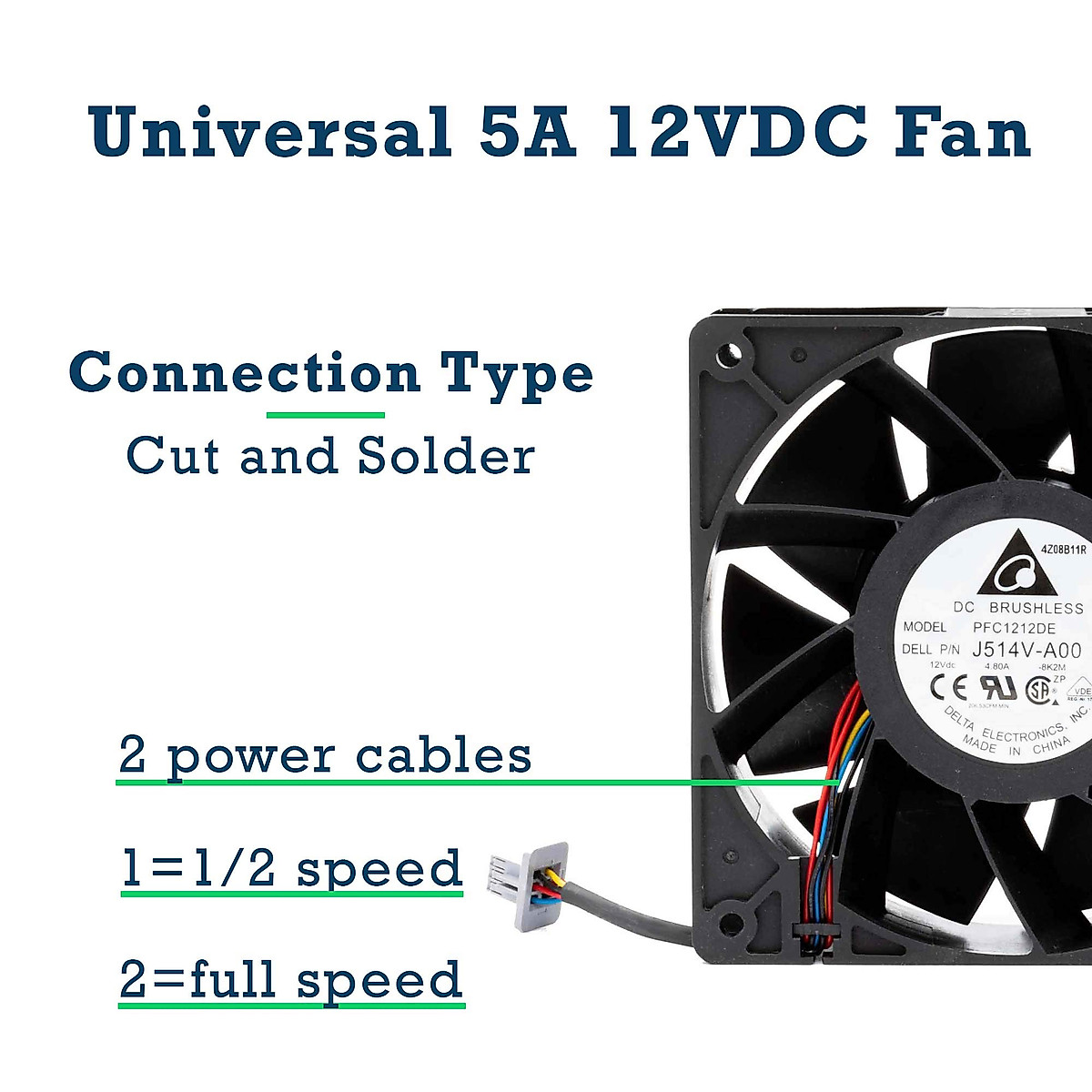 Brushless 5A 12VDC 120mm x 38mm Cooling Fan - 2pk